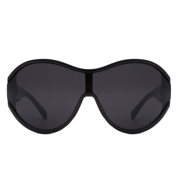 Gwyneth - Retro Oversized Oval Curved Round Sunglasses - Cramilo ...
